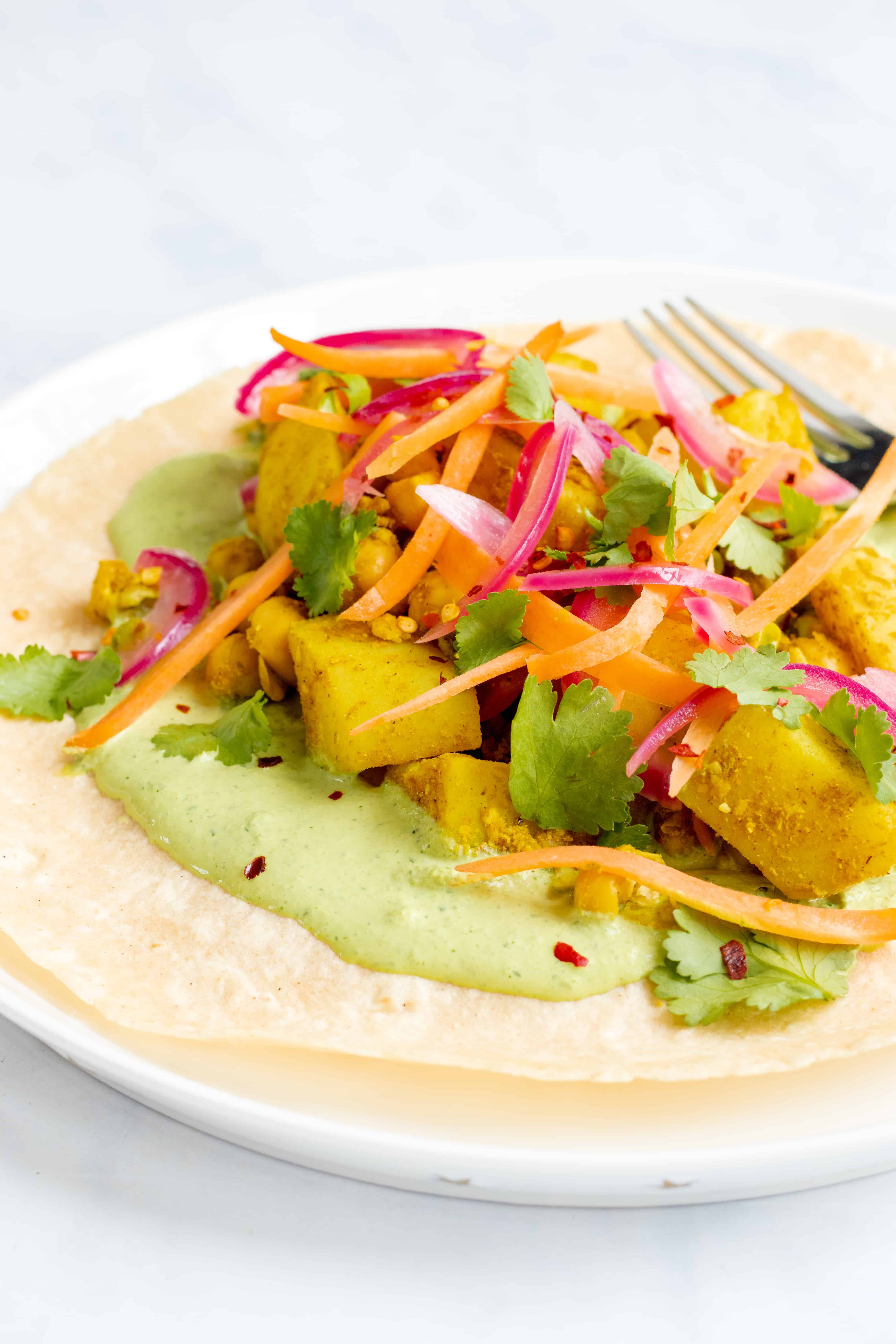 Bombay Potato Samosa Wraps with Green Chutney I Georgie Eats