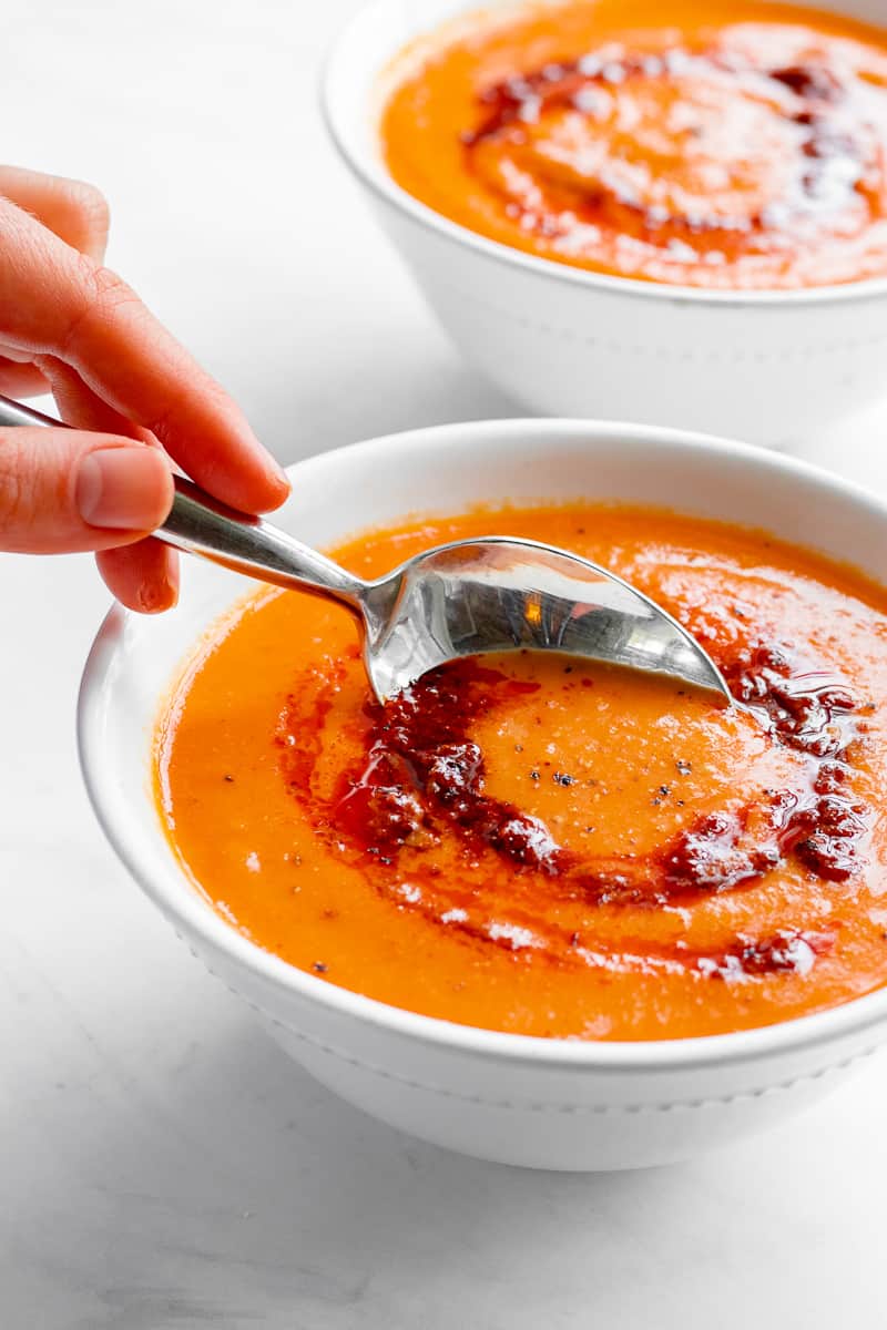 Spicy Roasted Tomato and Harissa Soup I Georgie Eats