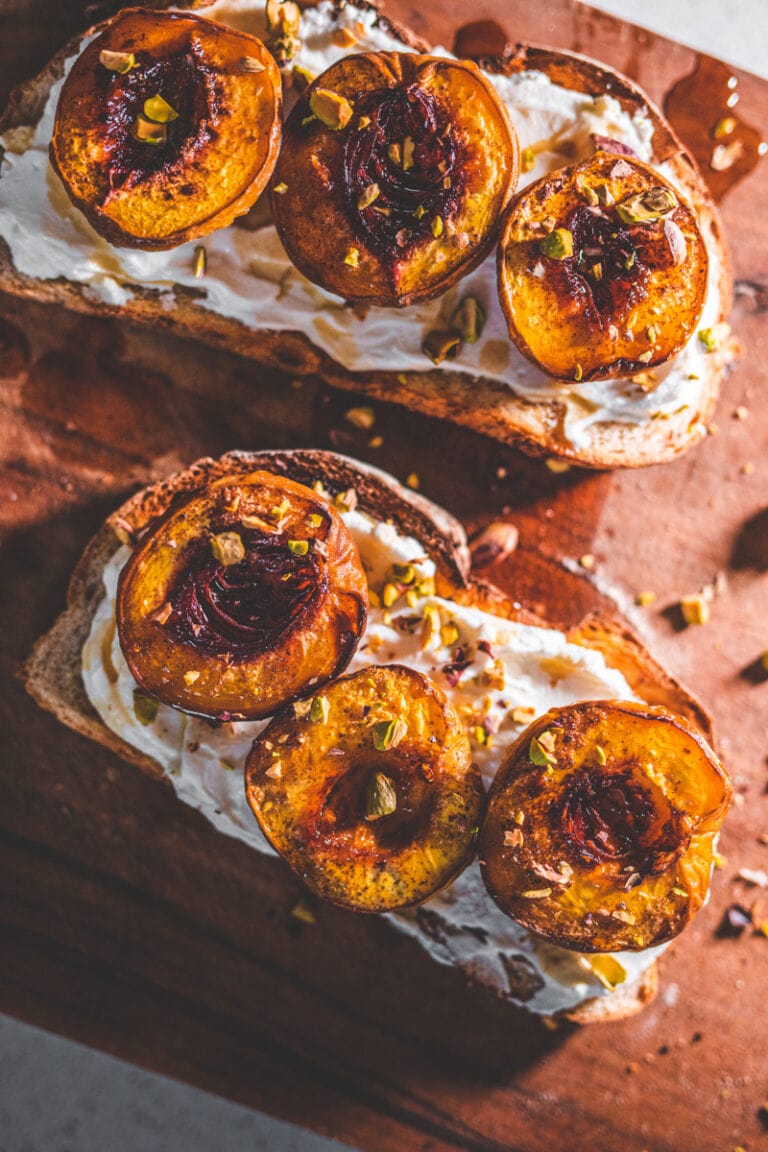 Maple Roasted Peaches On Toast I Georgie Eats