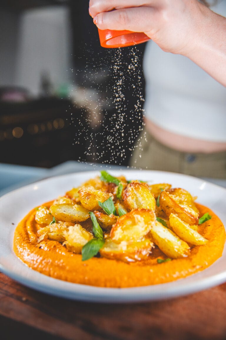 Romesco & Crispy Parm Potatoes I Georgie Eats