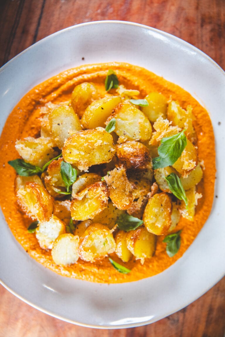 Romesco & Crispy Parm Potatoes I Georgie Eats