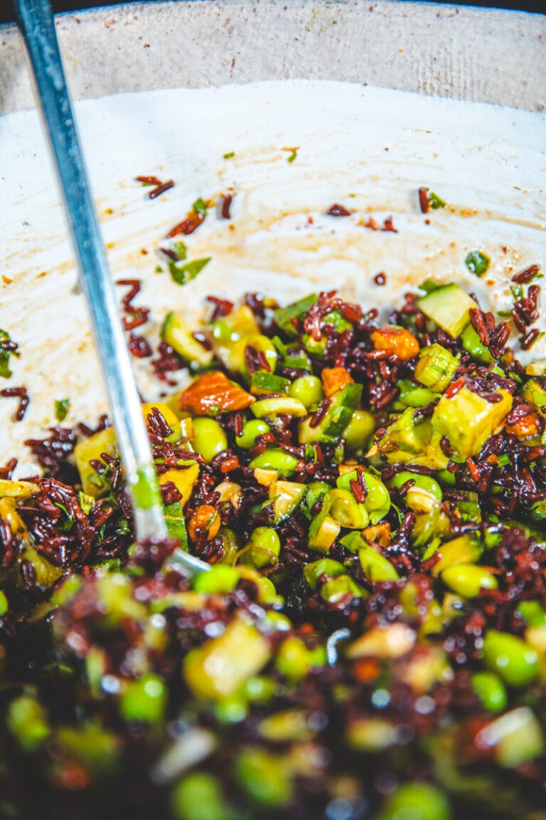 Black Rice & Miso Greens Salad I Georgie Eats