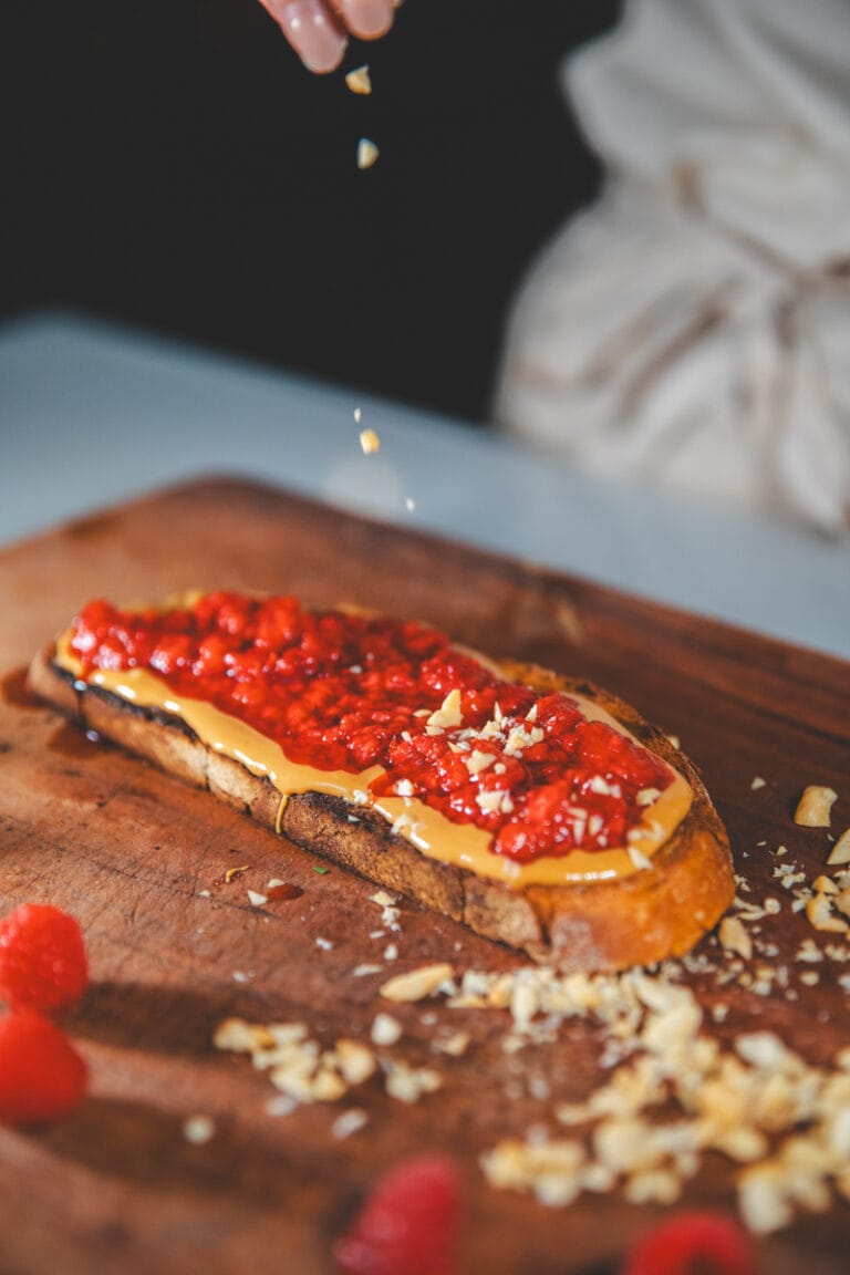 Peanut Butter & Roasted Raspberry Toast I Georgie Eats